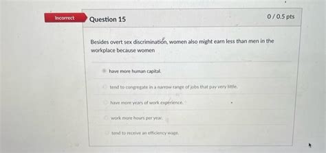Solved Besides Overt Sex Discrimination Women Also Might