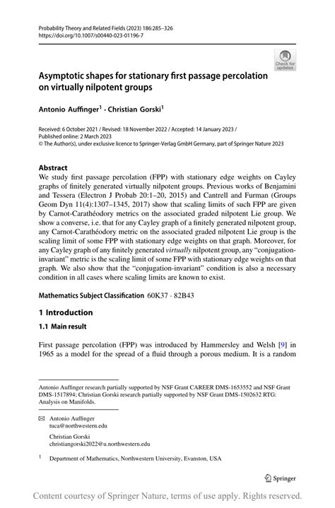 Asymptotic Shapes For Stationary First Passage Percolation On Virtually