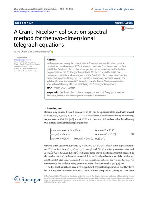 Pdf A Cranknicolson Collocation Spectral Method For The Two