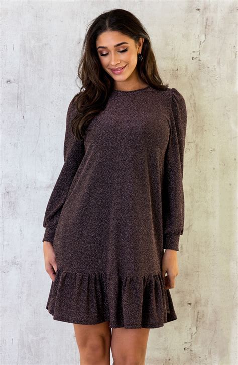 Lurex Ruffle Jurk Ros Fashionmusthaves Nl