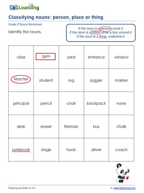 Grade 2 Classify Nouns Person Place Thing A Removed Pdf Language Arts And Discipline