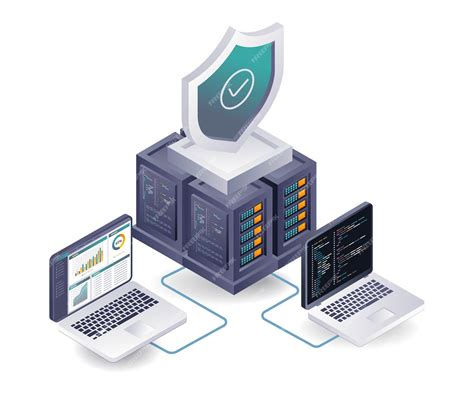Premium Vector Cloud Server Security Analysis System Flat Isometric Illustration