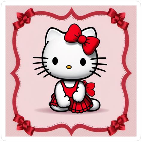 Hello Kitty Cute Red Dress Kawaii Aesthetic Girly Design Sticker