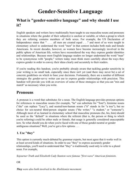 Gender Sensitive Language