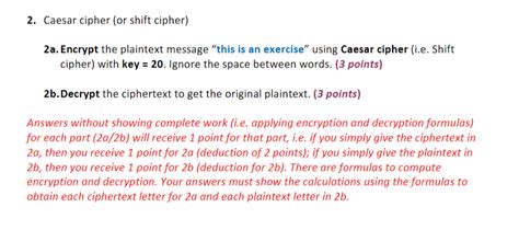 Solved 2 Caesar Cipher Or Shift Cipher 2aencrypt The