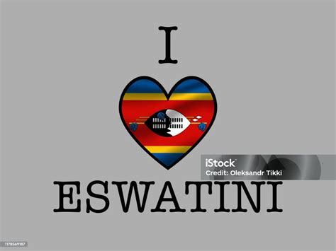스와질란드 또는 에스와티니 국기 큰 마음과 내가 사랑 글자 내부 원래 색상과 비율 벡터 일러스트레이션 모든 대륙과 테리토르세트의 세계 국가 흰색 배경에 격리 국가 관광명소에