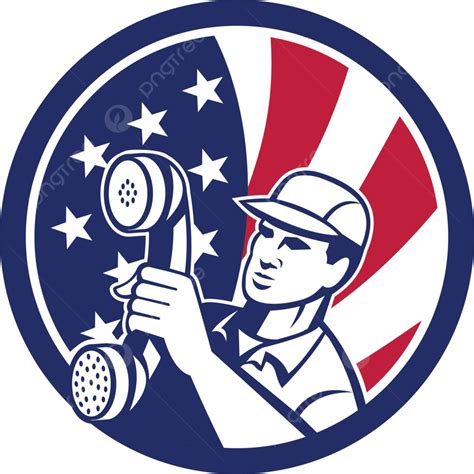 American Telephone Installation Repair Technician Icon Telecom Operator