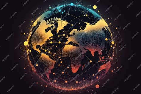 Premium Ai Image Global Technology Network Digital Globe With Nodes And Glowing Lines