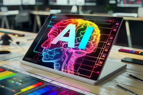 Ai Brain Hologram With Neon Circuits Representing Advanced Technology And Artificial
