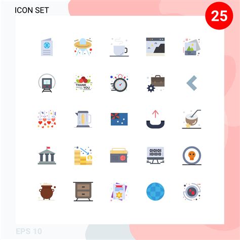 25 Thematic Vector Flat Colors And Editable Symbols Of Picture Page Ufo Interface Time Editable