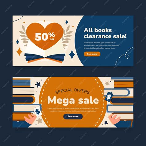 Free Vector Literature And Book Club Horizontal Sale Banner Template