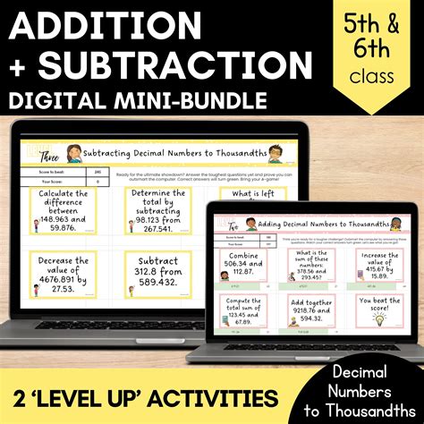 mash back to school adding subtracting decimal numbers to