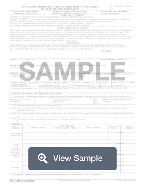 Af Form 24 Printable Pdf And Word Doc Samples Formswift