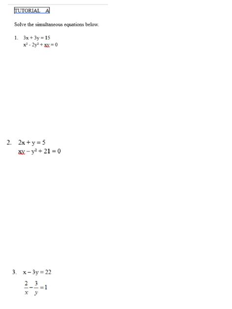 Simultaneous Equation Tuition Pdf