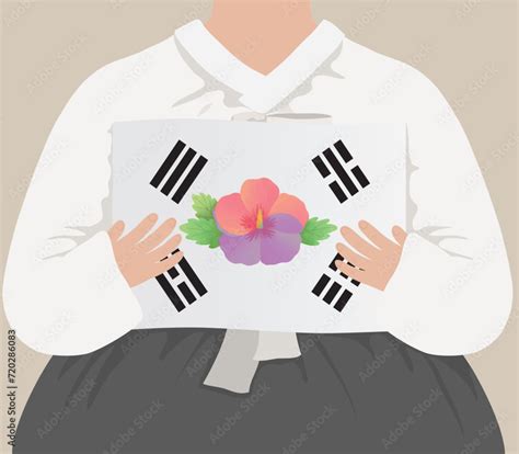 Vetor De 태극기와 한복입은 사람이 있는 삼일절 광복절 등 국경일 배경 일러스트 Do Stock Adobe Stock
