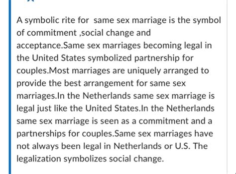 Solved A Symbolic Rite For Same Sex Marriage Is The Symbol