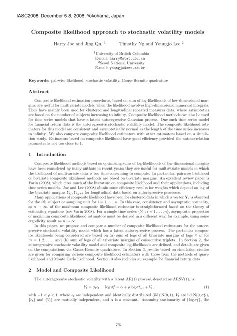 Pdf Composite Likelihood Approach To Stochastic Volatility Models