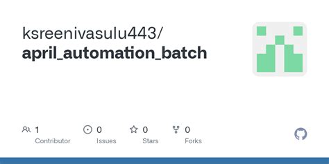 GitHub Ksreenivasulu April Automation Batch