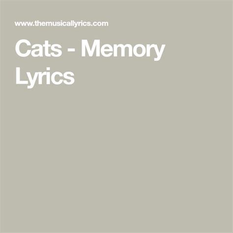 Cats Memory Lyrics Cat Memorial Lyrics Album Songs