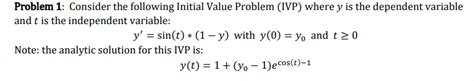 Solved Problem Consider The Following Initial Value Chegg