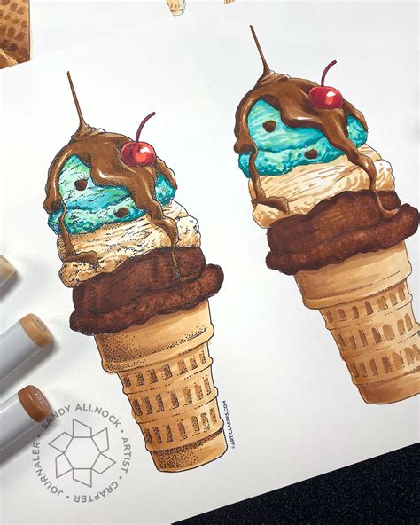 Realistic Ice Cream Drawing