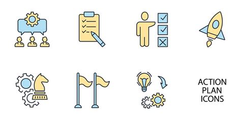 Action Plan Icons Set Action Plan With Pack Symbol Vector Elements For Infographic Web 8974434