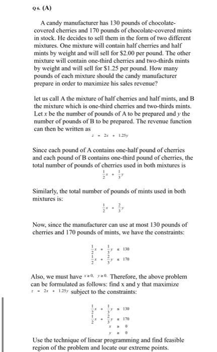 solved q6 b make a linear programming graph from the