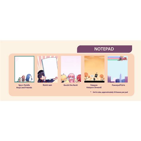 [mikanchii] Unofficial Anya Komi San Bocchi Patapon Ppg Memopad Notepad Shopee Philippines
