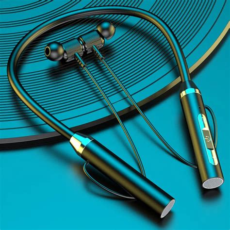 목 무선 블루투스 이어폰 9d 스테레오 서라운드 헤드폰 마그네틱 스포츠 넥밴드 헤드셋 목에 거는 이어버드 마이크 포함