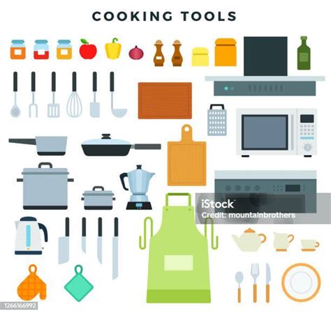 주방 가전 제품 기구 및 그릇 아이콘 세트 조리기구와 조미료 벡터 그림 격리 부엌에 대한 스톡 벡터 아트 및 기타 이미지 부엌 가정 생활 가정 주방 Istock