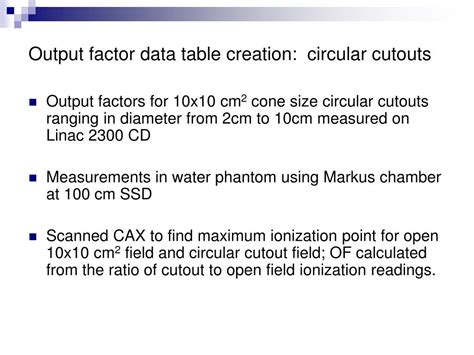 Ppt An Automated Tool For Determining Output Factor For Electron