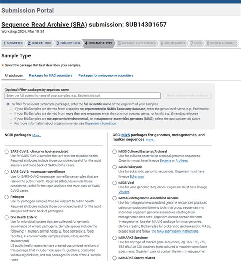 metabarcoding workshop sra data submission