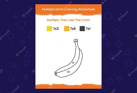 이미지가 있는 곱하기 색칠 워크시트 숫자로 색칠하기 수학 게임 프리미엄 벡터