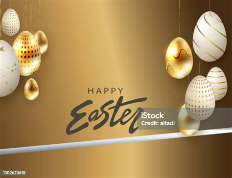 갈색 바이어스 커튼이 있는 부활절 디자인 금과 흰색 패턴의 달걀 1위에 대한 스톡 벡터 아트 및 기타 이미지 1위 가리기 갈색 Istock