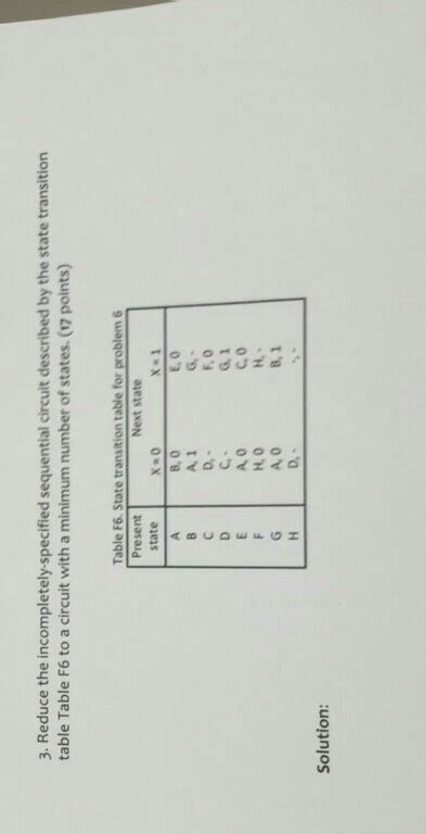solved 3 reduce the incompletely specified sequential
