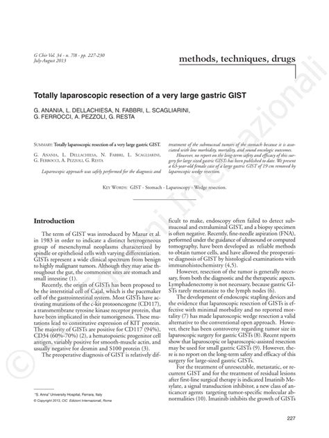 Pdf Totally Laparoscopic Resection Of A Very Large Gastric Gist
