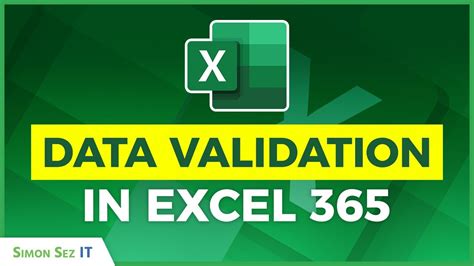 how to use data validation in excel 365 youtube