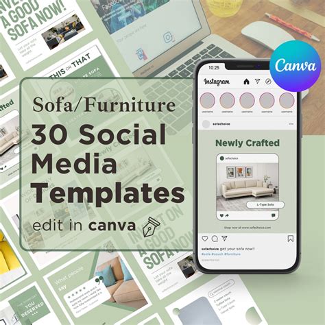 30 Canva Social Media Templates For Sofafurniture Business Social Media Canva Templates