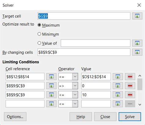 Linear Programming With Libreoffice Calc Solver Javashine