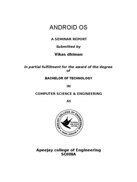 Android Os Seminar Report Pdf Android Operating System Java Programming Language