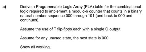 Derive A Programmable Logic Array Pla Table For The