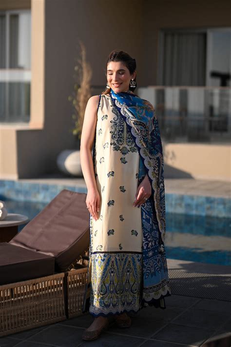 Zainab 1 Warm Ivory Luxury Embroidered Lawn Set 2025 Nel 25604