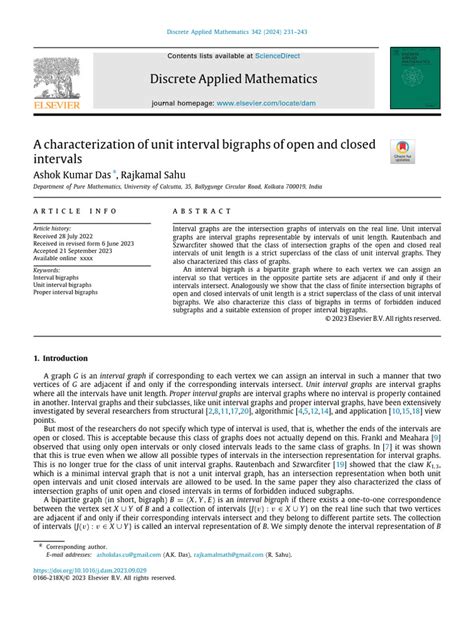 A Charcterization Of Unit Interval Bigraphs Of Open Closed Intervals Pdf Vertex Graph