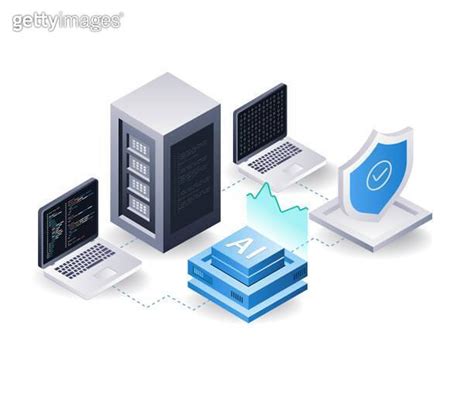 Management Of Artificial Intelligence Server Data Analysis Flat Isometric 3d Illustration