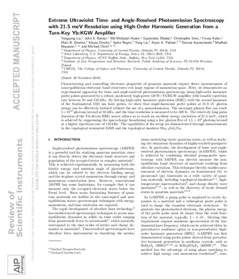 Pdf Extreme Ultraviolet Time And Angle Resolved Photoemission Setup