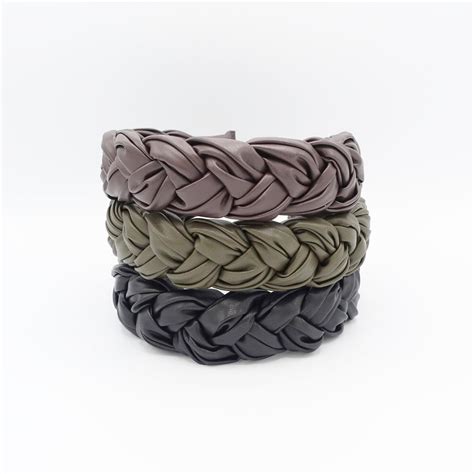 Leather Braided Headband Chunky Plaited Stylish Hairband Etsy
