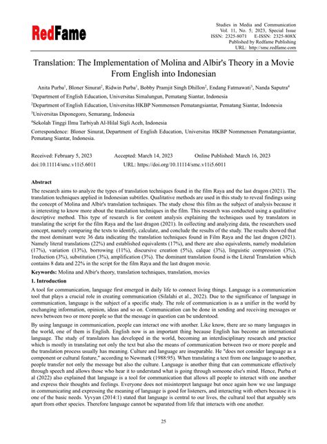 Pdf Translation The Implementation Of Molina And Albirs Theory In A Movie From English Into