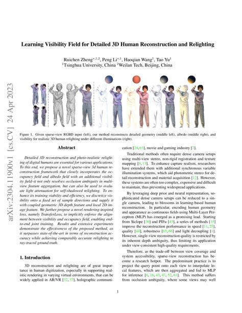 Learning Visibility Field For Detailed 3d Human Reconstruction And Relighting Deepai