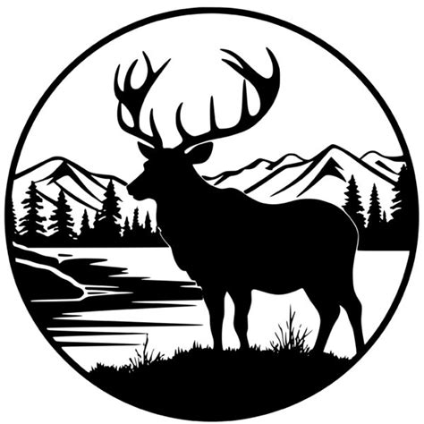 Bull Elk Silhouette Clip Art