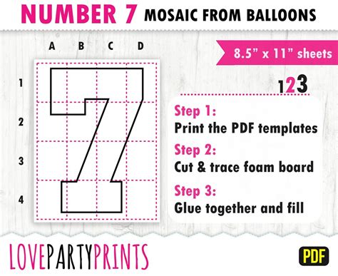 Square Number Mosaic From Balloons Ft Ft Ft Ft Etsy
